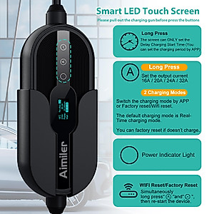 AIMILER Level 2 Tesla Charger(Wireless WiFi APP), 240V, 32 Amp, NEMA 14-50 Plug, 25ft Cord - Portable/Home NACS Connector Electric Car(EV) Charger for Tesla - Compatible with Tesla Model X/Y/3/S
