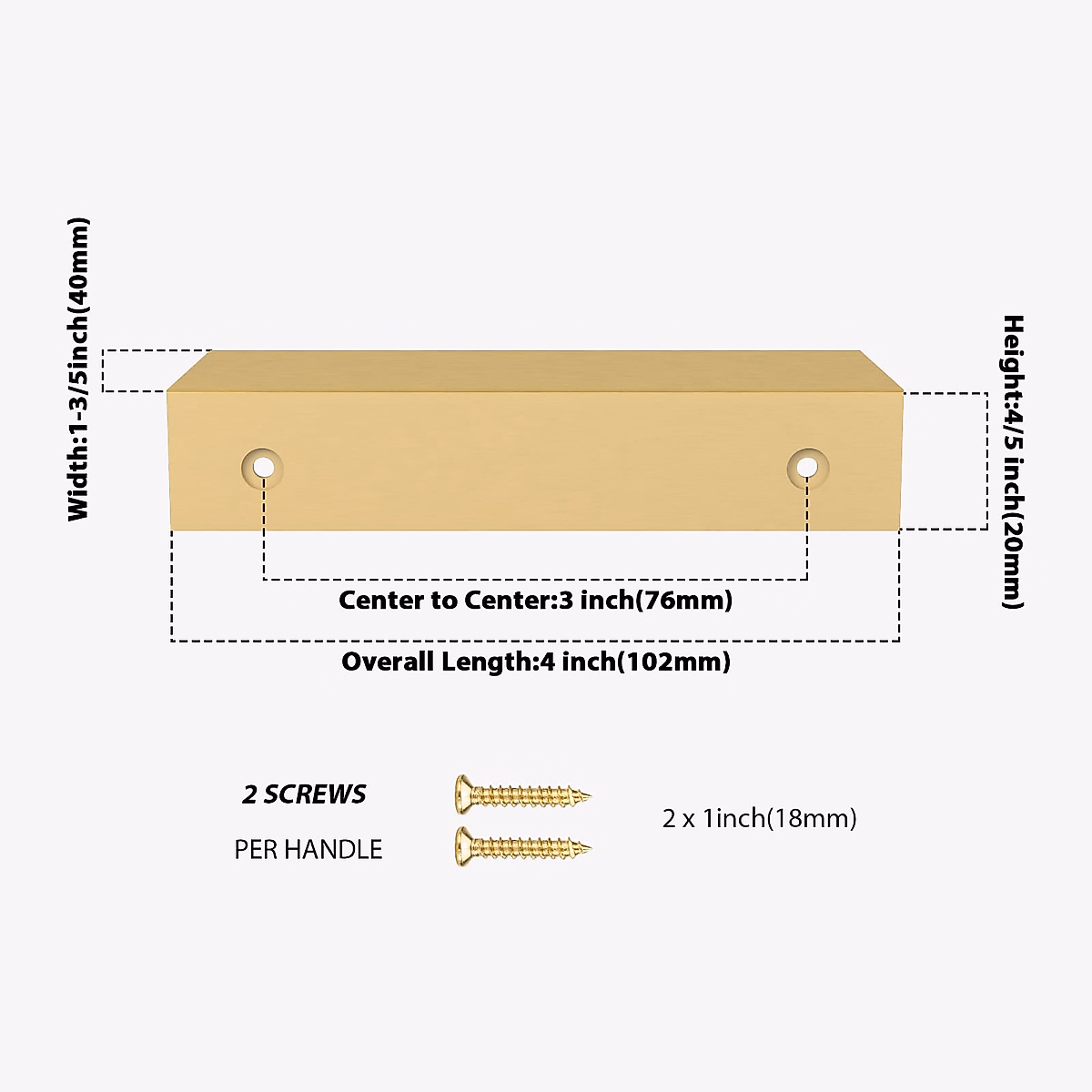 Peaha 10 Pack Kitchen Cabinet Handles 3 inch Matte Gold Pulls for Dresser Drawers Brushed Brass Door Edge Finger Pull Hardware