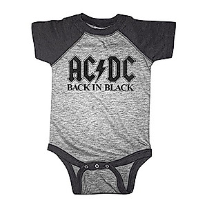 ACDC Back in Black Vintage Smoke Baseball Infant Baby Creeper Snapsuit Romper