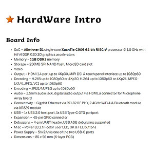 Sipeed Nezha 64bit RISC-V Linux SBC Development board, Allwinner D1@1.0GHz with 1GByte DDR3, Support Tina/Debian system