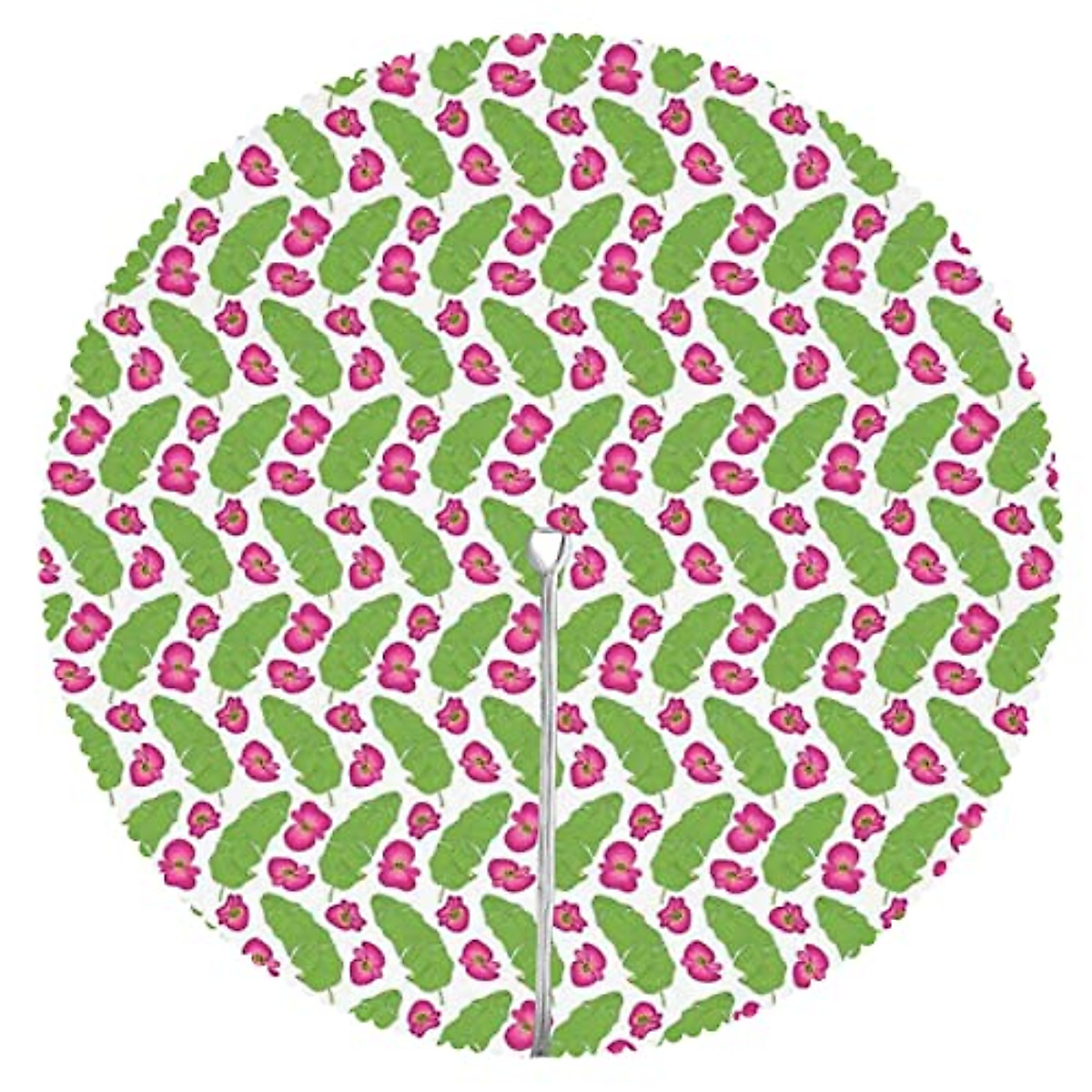 Banana Leaf Pattern round outdoor tablecloth,Round Tablecloth with Umbrella Hole and Zipper for Patio Garden,Waterproof Spill-Proof,for outdoor table with umbrella hole(72" Round,Lime Green Magenta)