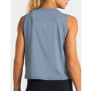 Dragon Fit Women Sleeveless Yoga Tops Workout Cool T-Shirt Running Short Tank Crop Tops (Blue, X-Small)