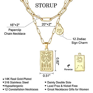 STORUP Taurus Gifts for Women - Retro Gold Taurus Necklace Tarot Card Pendant Taurus Horoscope Necklaces Gift Jewelry for Women (Taurus)