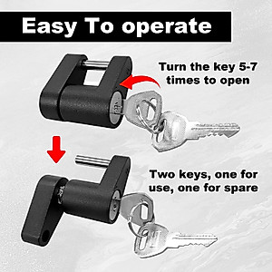 Black Trailer Hitch Coupler Lock Trailer Hitch Lock Tow Boat RV Truck Car's Coupler Heavy Duty Steel Trailer Tongue Locks(1pack)
