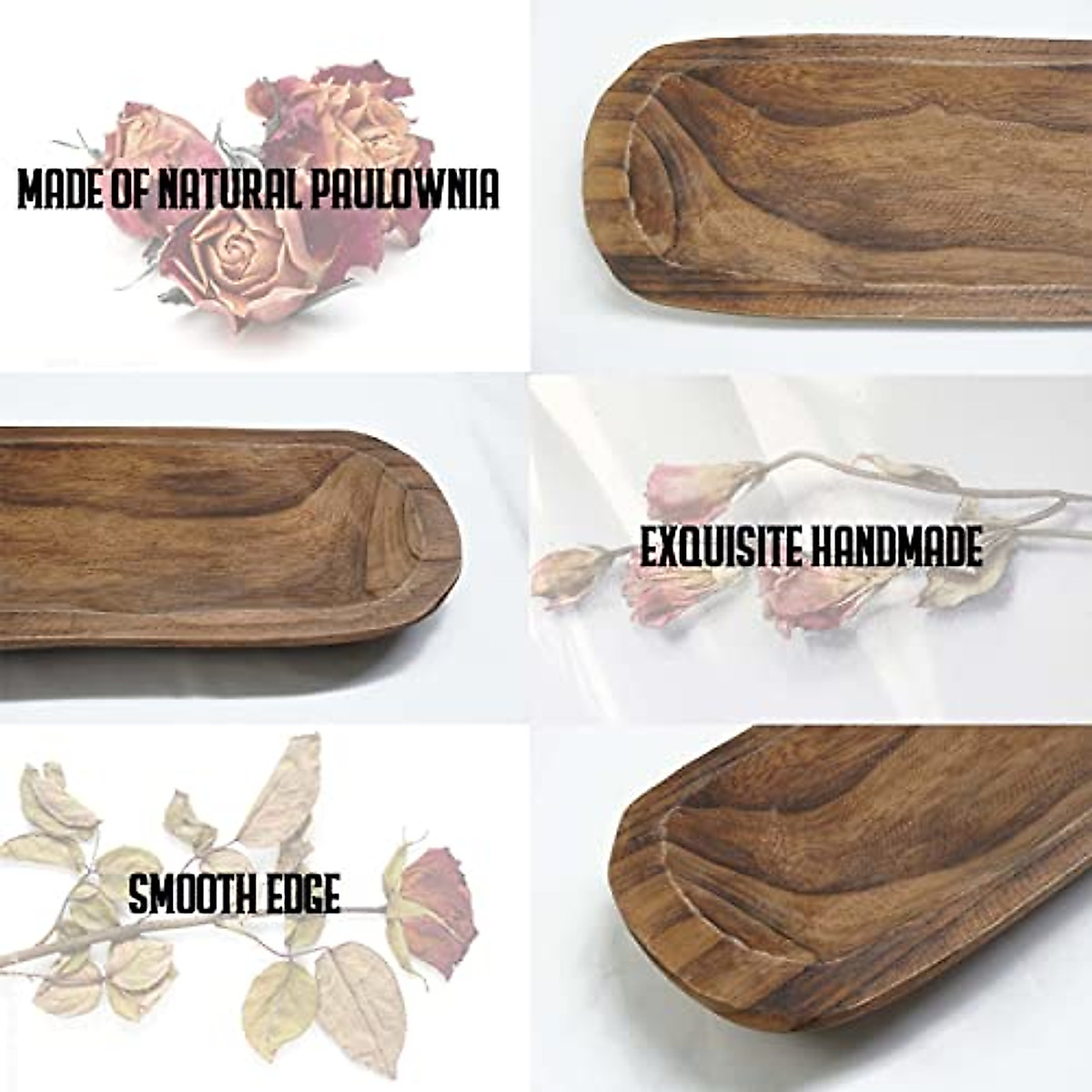 S-SNAIL-OO Wooden Dough Long Bowls Decor, Baguette Bowl Wooden Large Dough Bowl Centerpieces for Home, Rustic Wooden Decorative Bread Fruit Tray (20×6×2'')