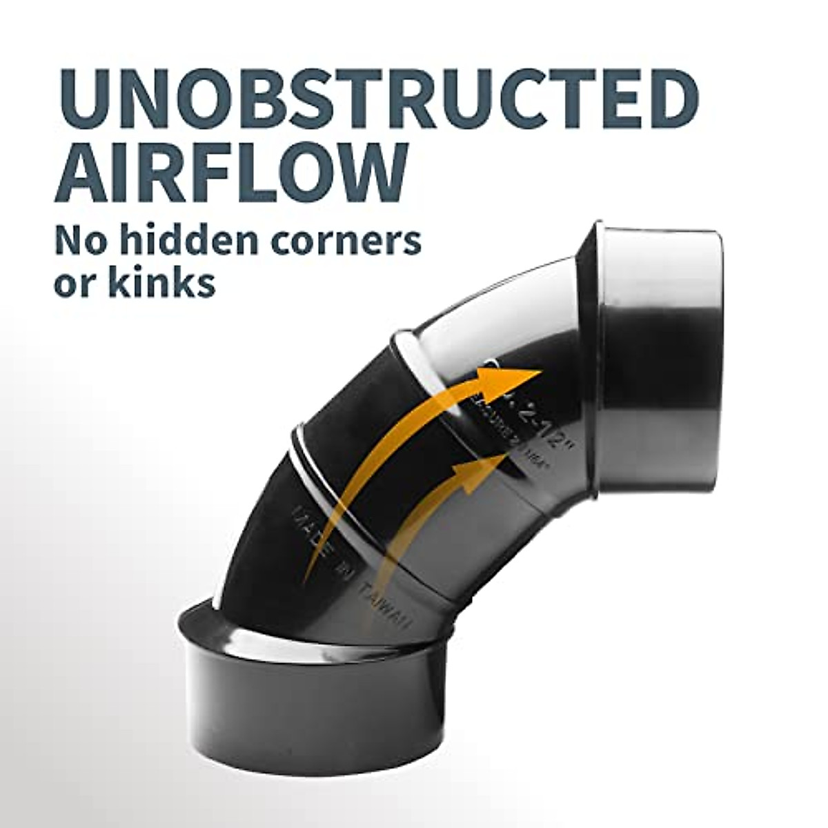 POWERTEC 70344 2-1/2" OD 90 Degree Elbow - ABS Plastic Dust Collector Connector (Black)