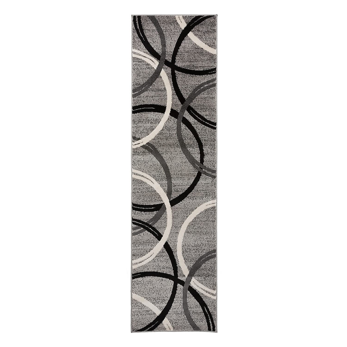 Rugshop Modern Wavy Circles Design Runner Rug 2' x 10' Gray