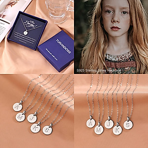 Turandoss S925 Sterling Silver Disc Initial Necklaces for Women, Dainty Hypoallergenic Initial Necklace Disc Letter Pendant S925 Sterling Silver Initial Necklaces for Women Gifts (C)