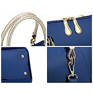 Royal Blue Purse for Women Crossbody Shiny Patent Leather Handbags Dome Satchel Handbags Medium Size