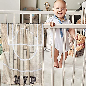 SUKOON Monthly Milestone Blanket for Baby Boy/Girl | Basketball Theme | Includes Frame and Bib | Large | 47"x40" | Personalized Baby Month Blanket for Newborn Baby Shower