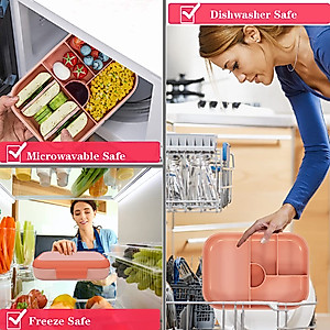 Ponydash Lunch Box Kids with Ice Pack - Keeping Cool for 4-5 Hours, Bento Lunch Box, 5 Parts Lunch Containers with Insulated Lunchbag