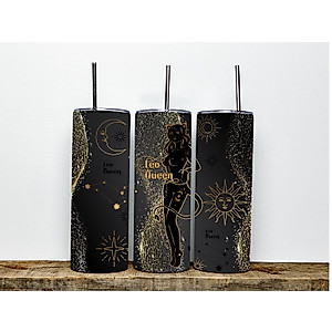 Leo Queen Zodiac Goddess 20oz Skinny Tumbler, Glitter Travel Coffee Skinny, Cosmic Astrology Woman Cup,Gift For Her, Personal Gifts