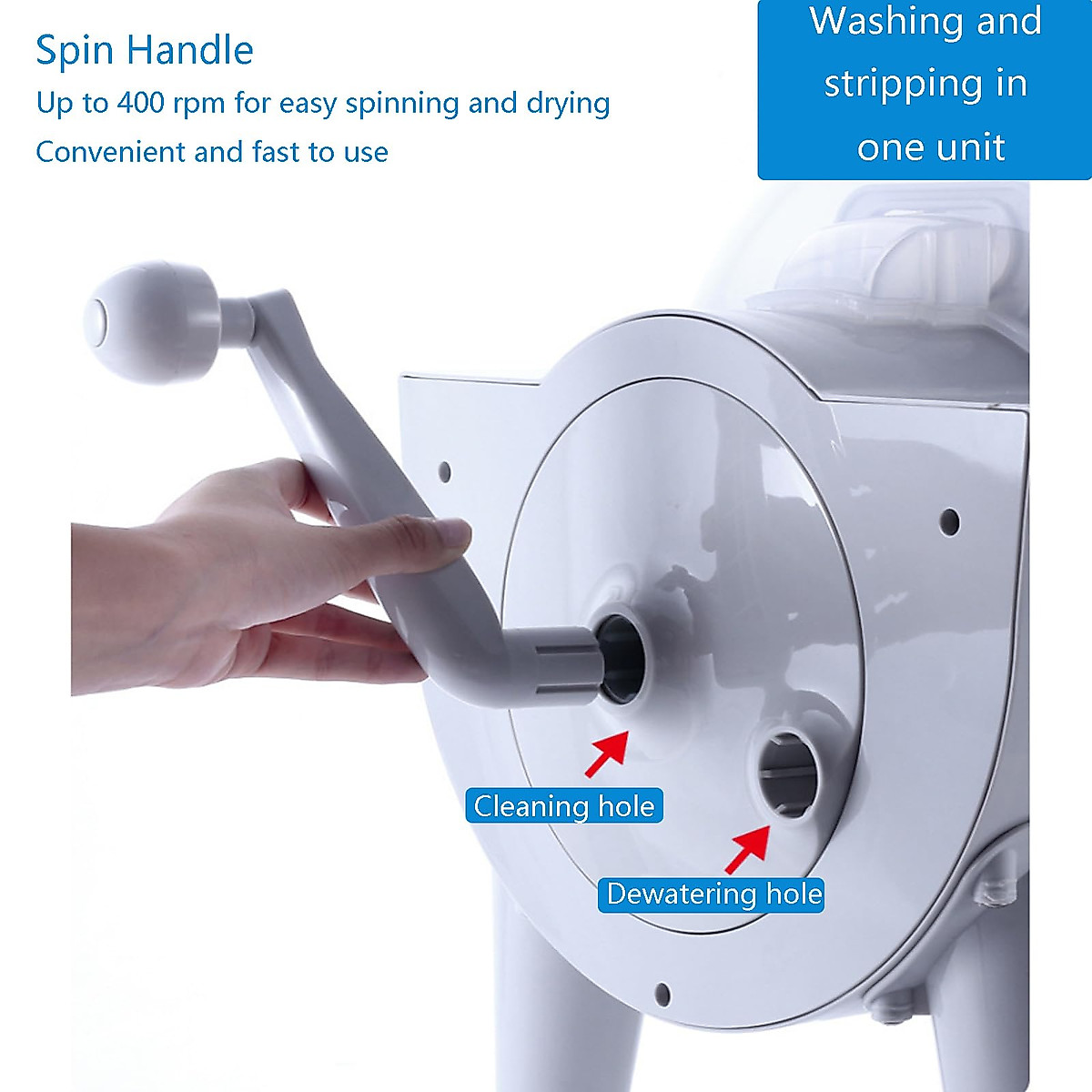 Portable Hand-Operated Drum Washing Machine, Non-Electric Manual Clothes Washer Dehydration, Hand Crank Laundry Wringer Washing Machine, Spin Dryer for Camping Apartments RV Dormitory Business Trip