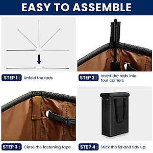 Slim Laundry Basket with Lid, Tall Thin Laundry Hamper with Handles, Waterproof Lining Narrow Dirty Clothes Hamper for Bathroom Bedroom Dorm Nursery Organization Storage (45L, Black)