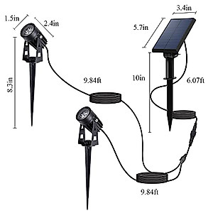 F-TECK Solar Landscape Lights 2-in-1 Adjustable Strong Die-cust Aluminum IP65 Waterproof Auto On/Off Sensor Dusk to Dawn Solar Spotlights for Outdoor Garden Yard Tree Light (Warm Light)