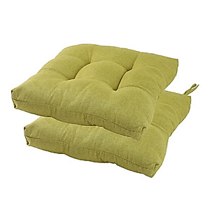 Faible Poisson Outdoor Chair Cushions Set of 2, Patio Furniture Floor Cushions, 21 x 21 Inch Square Seat Back Tufted Cushion, Dining Chairs Pads, Yellow Green