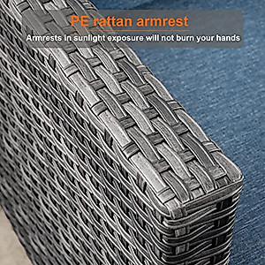 HOOOWOOO Patio Outdoor Conversation Set 9 Pieces Outside Patio Furniture Set Wicker Rattan Patio Seating Set Weather Resistant Patio Chairs Set,Denim Blue