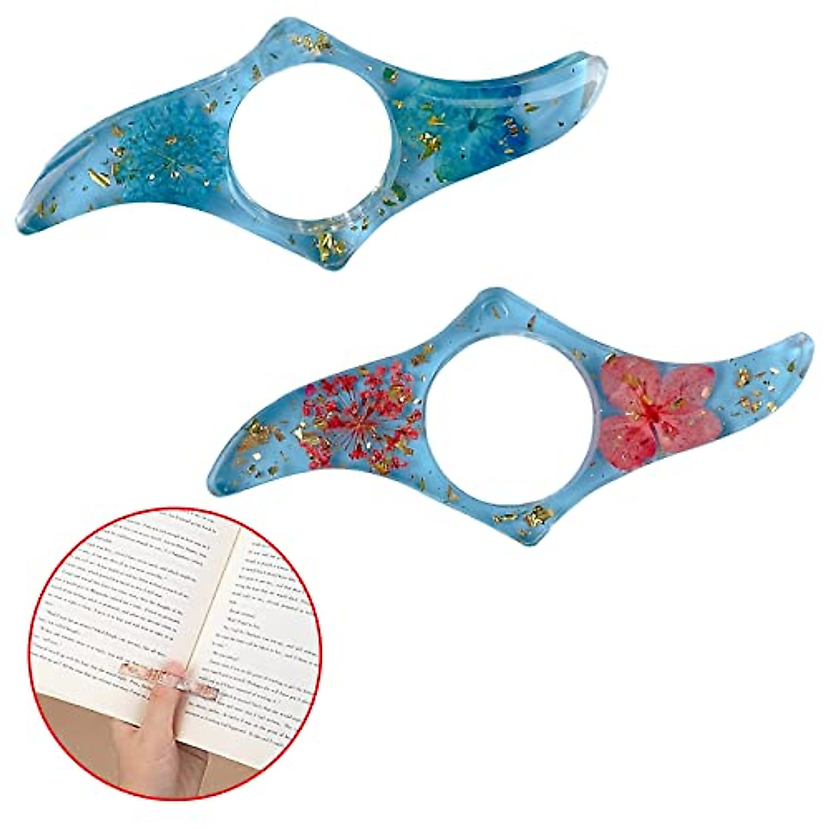 2Pcs Book Opener Holder Thumb Dried Flower Resin Book Page Holder Thumb Book Holder Reading Accessories for Book Lovers
