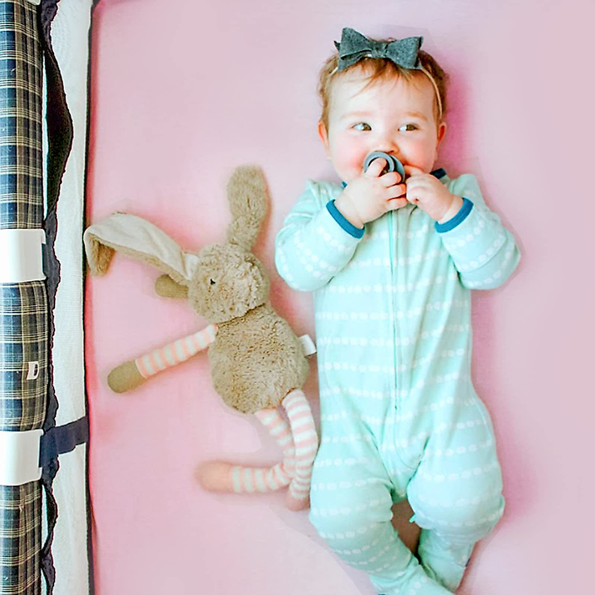 Mini Crib Sheet with Floral & Pink Pattern - 100% Organic Cotton Pack n Play Fitted Sheet - Premium Pack n Play Sheets - Compatible as Graco Pack n Play Sheet & Mini Crib Sheets - Pickle & Pumpkin