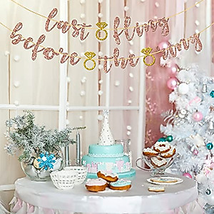 Halodete Last Fling Before the Ring Banner, Engaged Banner, Bridal Shower, Wedding Party Garland Bunting Decorations - Rose Gold Glitter