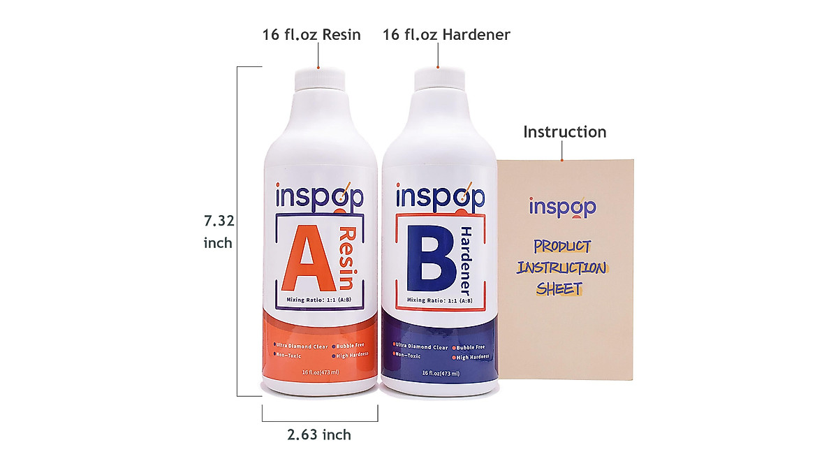 INSPOP 32 fl.oz Crystal Clear Epoxy Resin Kit for Art & Craft
