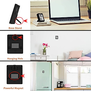 Geevon 1 Pack Indoor Thermometer Room Hygrometer Digital Temperature Humidity Gauge with Battery,Temperature Humidity Meter Indicator for Home, Office, Greenhouse Black