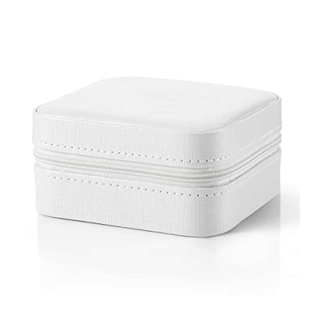 Vlando Small Travel Jewelry Box Organizer - Faux Leather Storage Case for Rings Earrings Necklace - Best Gifts Choice for Girls Women, Pearl White