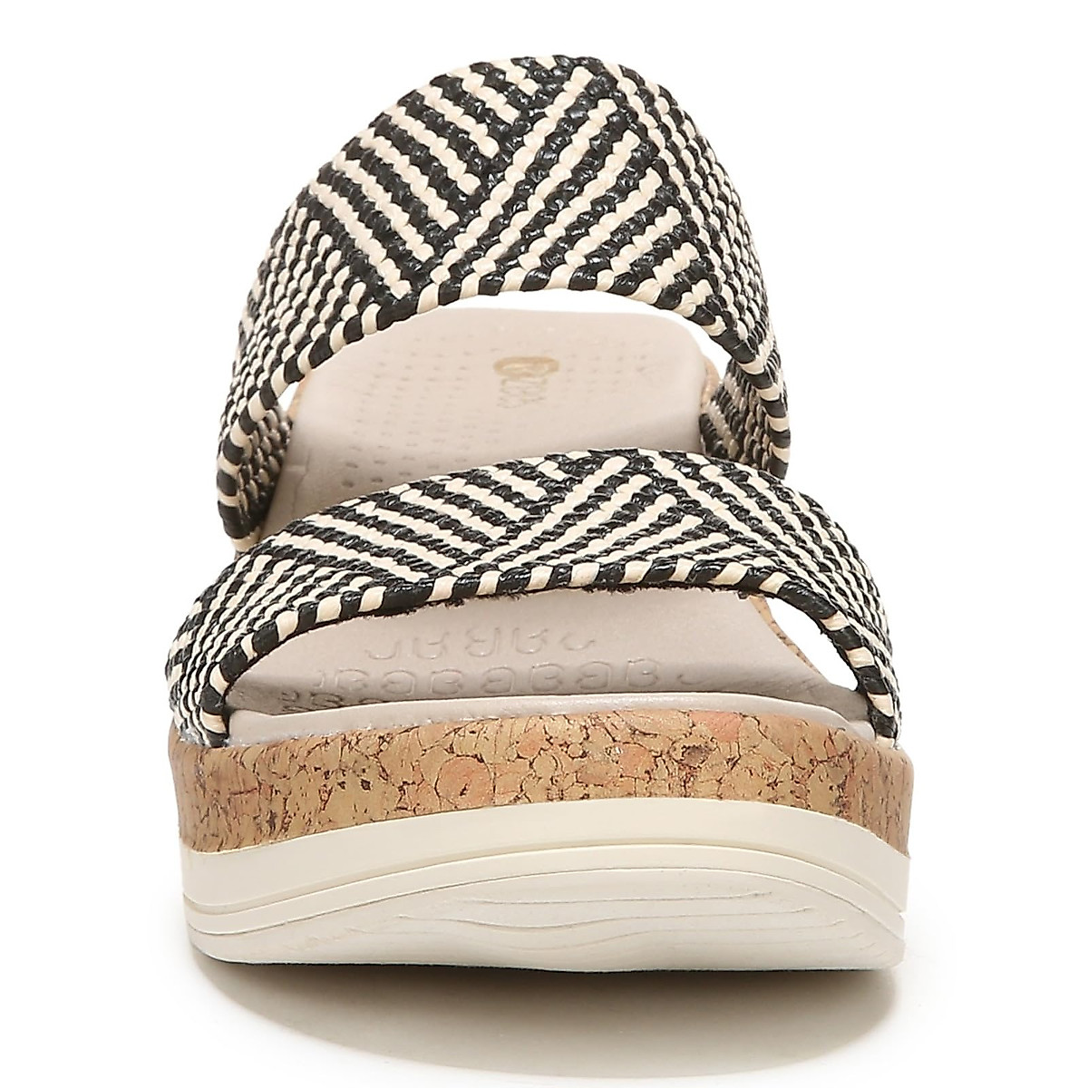 BZees Womens Resort Cork Strappy Wedge Sandal, Black Natural, 7.5 Wide US