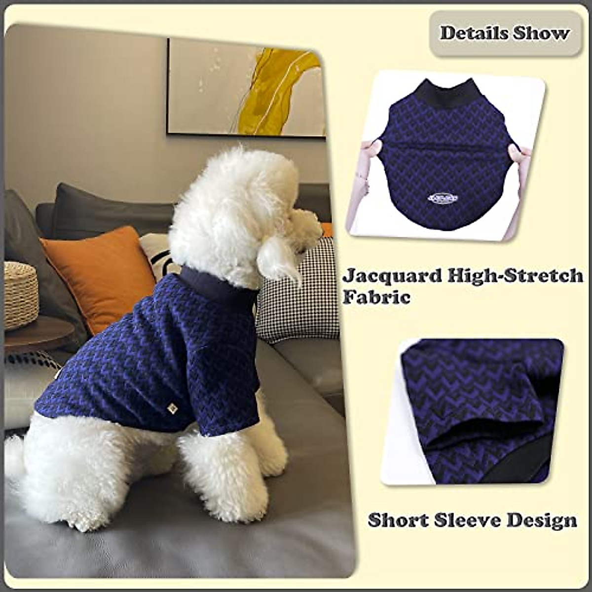 MESHEEN Elegant Premium Dog Shirt for Puppy and Cat Made of Soft Breathable Stretch Customized Fabric, Dog Clothes Use Mid Collar Short Sleeve Design Make Your Pet More Cute and Fashion