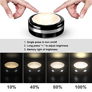 Starxing Puck Lights with Remote Control, Under Cabinet Lighting Dimmable Timer, Led Lights Battery Operated Powered for Kitchen Closet Bedroom(Black)