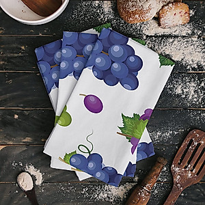 Big buy store Farm Grape Kitchen Dish Towels Set of 2, Soft Lightweight Microfiber Absorbent Hand Towel Purple Green Fruit Tea Towel for Kitchen Bathroom 18x28in