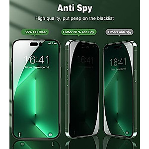 Uxinuo Privacy Screen Protector Compatible for iPhone 14 Pro Max 2022 [6.7 inch Display] 2 Pack Anti Spy Private Tempered Glass [Black]
