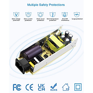 ALITOVE AC 100-240V to DC 12V 10A Power Supply Adapter Converter Transformer 12 Volt 10 Amp 120W with 5.5mm x 2.5mm 2.1mm DC Output Jack for 5050 3528 LED Strip Light CCTV Cameras 3D Printer
