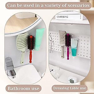 Adhesive Hair Tool Organizer Wall Mounted, Acrylic Hair Brush Holder for Bathroom, No Drilling Hair Comb Holder with 3 Holes, Transparent Hair Tool Storage Holder for Curling Irons, Flat Irons
