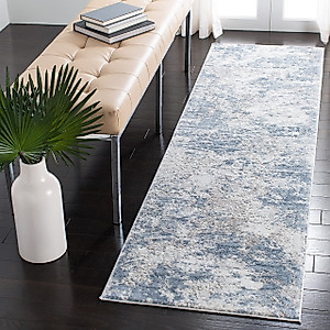 SAFAVIEH Amelia Collection Runner Rug - 2'2" x 12', Grey & Blue, Modern Abstract Design, Non-Shedding & Easy Care, Ideal for High Traffic Areas in Living Room, Bedroom (ALA705F)