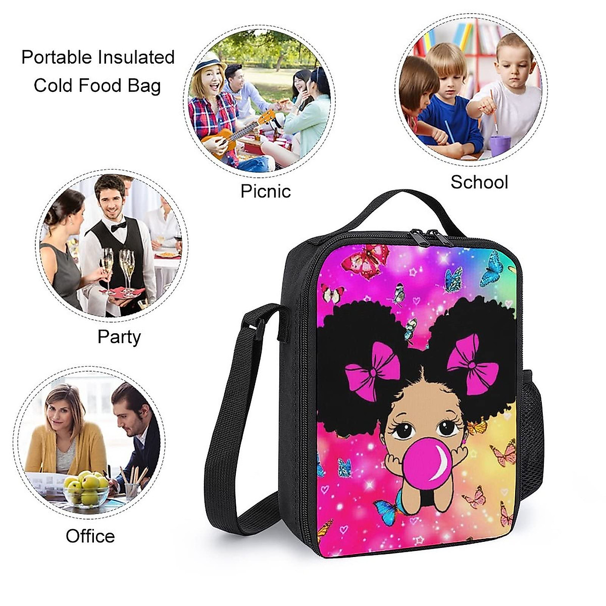 JYSDZSE African Girls 3D Printed Backpack 17 Inch Set School Bag/Crossbody/Pencil Bag Three Piece Backpack for Men and Women