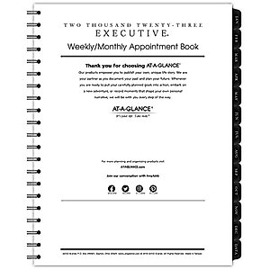 AT-A-GLANCE 2023 Weekly & Monthly Planner Refill for 70-LX81-05 and 70-NX81, Quarter-Hourly, 8-1/4" x 11", Executive, Monthly Tabs, Black (7091110)