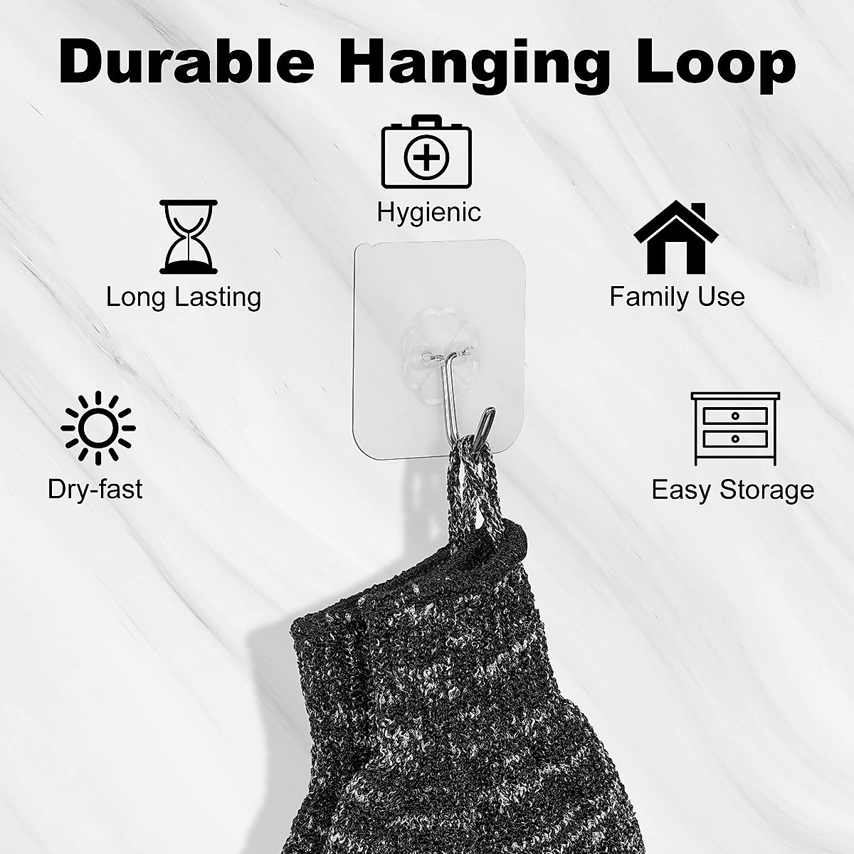 Bathing Scrub Gloves, Bamboo charcoalized exfoliating Gloves ,Exfoliating Gloves for Men and Woman, Exfoliating Gloves with Hanging Loops (4 pcs)