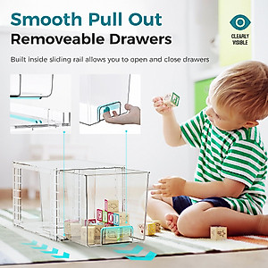 oylik 4 Pack Large Acrylic Drawer Organizer, Stackable Storage Drawers, BPA Free Food Storage Containers, Kitchen Cabinet Pantry, Fridge, Under Sink Organization (Total Capacity 12.2QT)