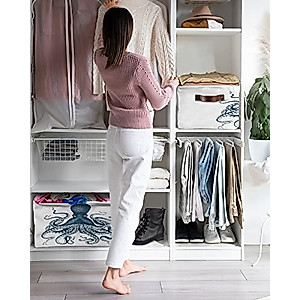 Ocean Sea Storage Baskets for Shelves Storage Bins for Organizing Waterproof Shelf Basket for Home Nursery Toys Clothes Towels Cubes Closet Organizers, Unique Octopus Nautical Blue