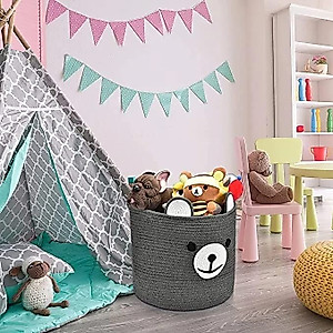 Large Storage Laundry Basket - Woven Blanket Basket Laundry Hamper for Toys Blankets Towels Clothes Throws 15.4" x 13.8"