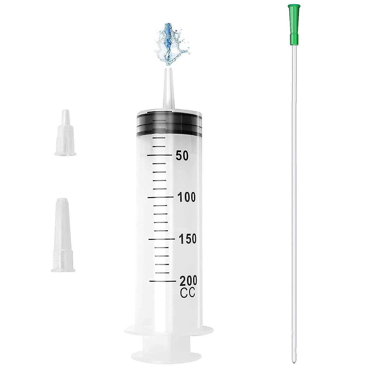 200ml Large Plastic Syringe with Tubing Tip Cap for Liquid Jello Shots Oral Lip Gloss Crafts Epoxy Feeder Pet Watering Party Enema Irrigator Measure Refill Oil Glue Applicator Dispenser without Needle