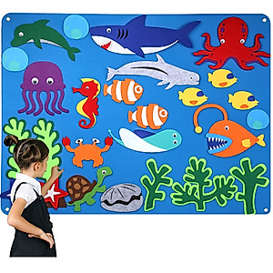 Crafty Toyz Ocean Animals Felt Board Set – Toddler Sea Creatures Play Kit – Kids Preschool Classroom Story Crafts – Toddlers Learning Animal Wall Toy