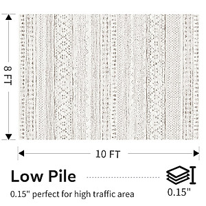 8x10 Area Rugs for Living Room Rugs, Washable Rug Neutral Carpet Soft Boho Rug for Bedroom, Large Area Rug for Play Room Dining Room Rug Indoor Brown