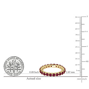 Dazzlingrock Collection Round Ruby Dainty Eternity Stackable Band for Her in 14K Yellow Gold Size 7