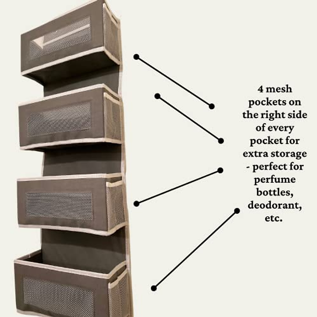 Over The Door Hanging Storage Organizer for Toys, Clothes, or Toiletries with Spacious Pockets for Bedroom, dorm, Nursery, etc by DLC ESSENTIALS (Gray)