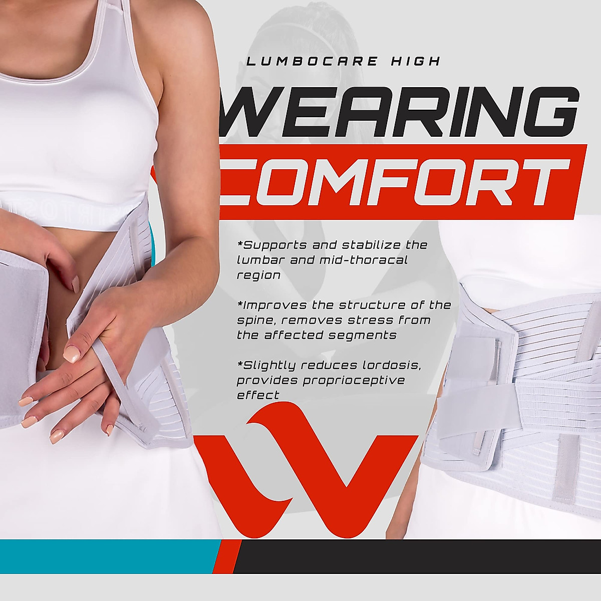 WEHR Lumbocare High Lumbar Support Lower Back Brace – Lumbosacral Support Brace with Soft Splints – Premium Skin Friendly Elastic Material – Ideal for Back Pain, Lumbago, Posture Alignment (Large)