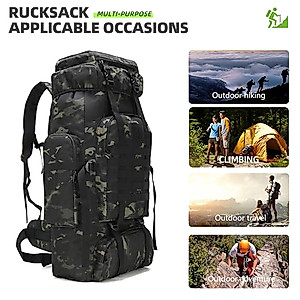 70L Camping Hiking Military Tactical Backpack Outdoor Water-Repellent Adjustable Sport Bags