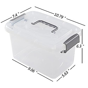 Pekky 5.5 Quart Plastic Latching Storage Bin with Handle, 6 Packs Small Stackable Container Box