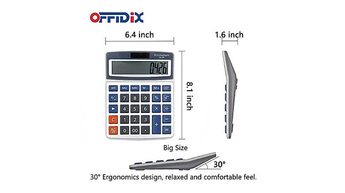 OFFIDIX Solar & Battery Calculator - Large LCD Display